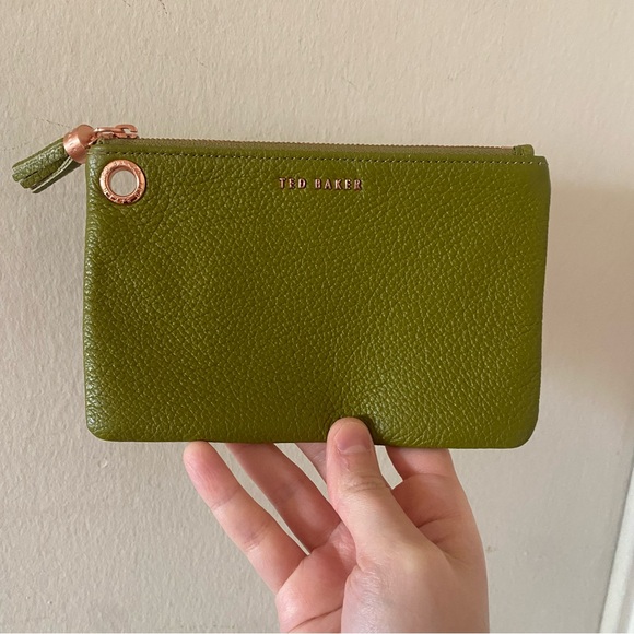 Ted Baker | Bags | Ted Baker Small Chartreuse Green Leather Zipper ...